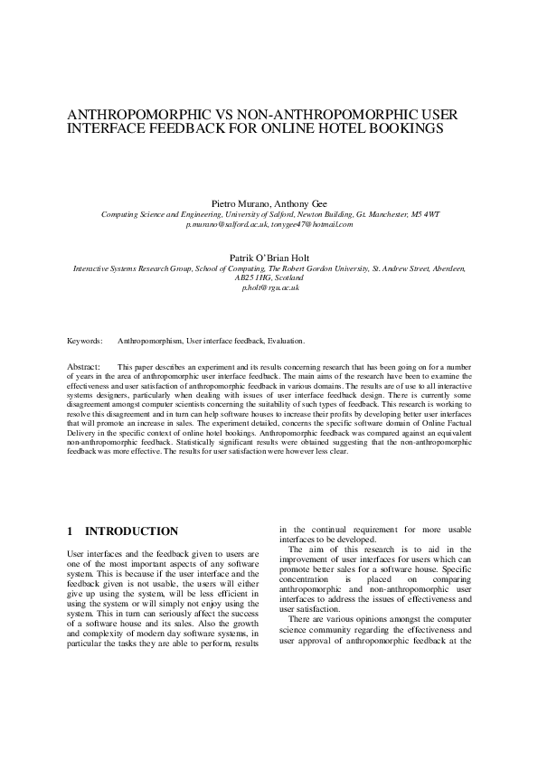 (PDF) Anthropomorphic vs Non-Anthropomorphic User Interface Feedback ...
