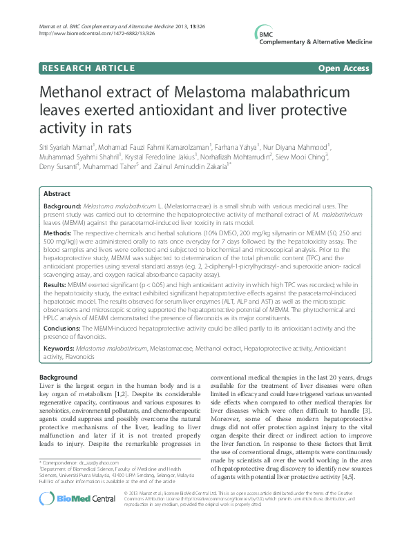 (PDF) R Methanol extract of Melastoma malabathricum leaves exerted ...