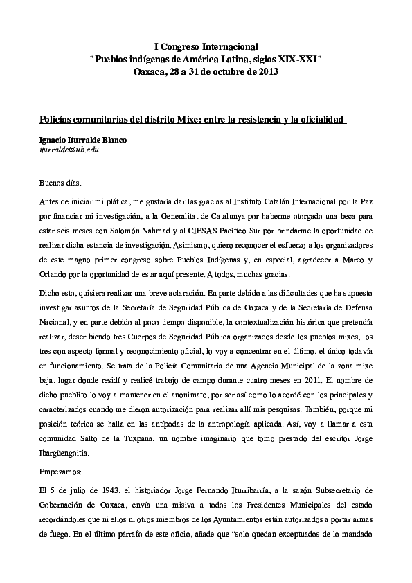 (PDF) Policías comunitarias del distrito Mixe: entre la resistencia y ...