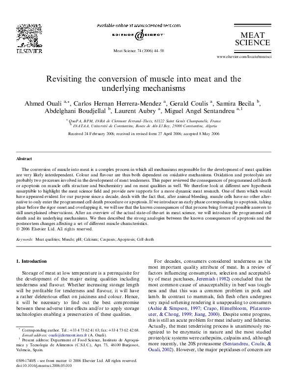 (PDF) Revisiting the conversion of muscle into meat and the underlying ...