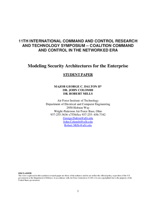 (PDF) 11TH INTERNATIONAL COMMAND AND CONTROL RESEARCH AND TECHNOLOGY SYMPOSIUM -- COALITION ...