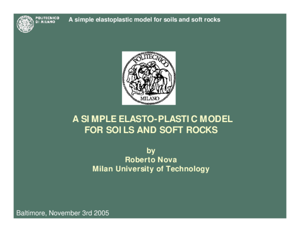 (PDF) A simple elastoplastic model for soils and soft rocks A SIMPLE ...