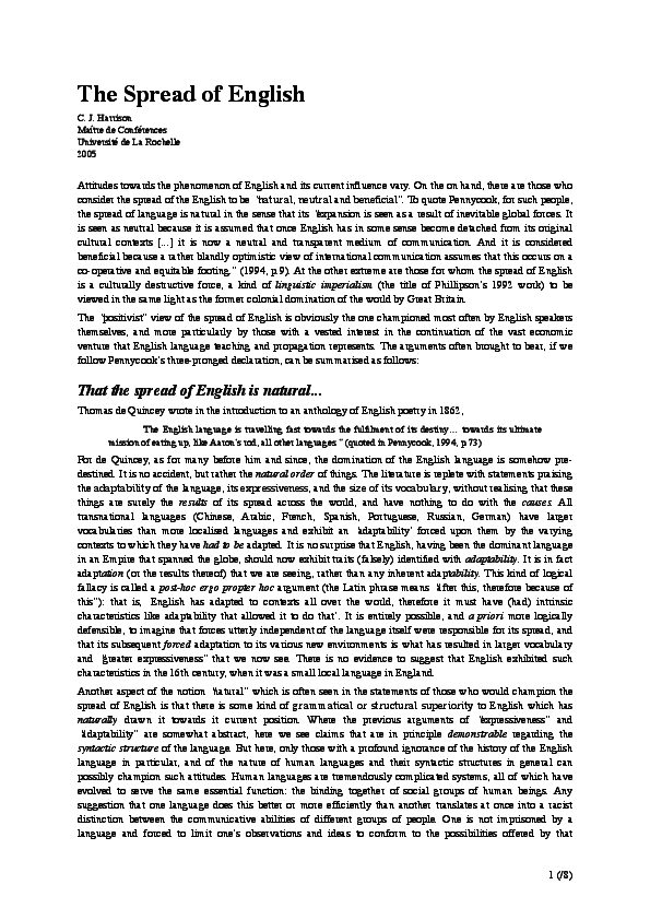 (PDF) The Spread Of English