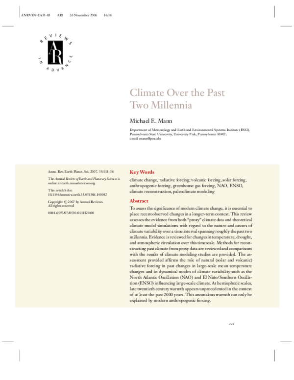 (PDF) Climate Over the Past Two Millennia