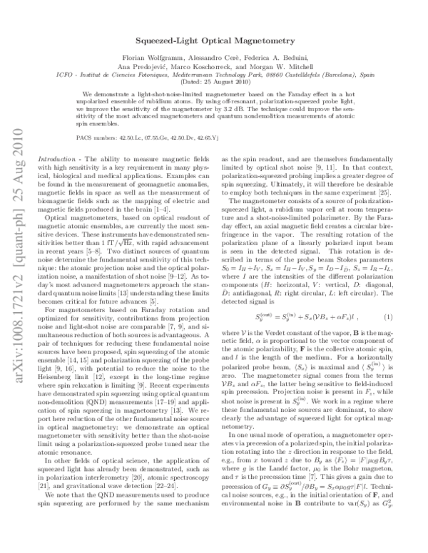 (PDF) Squeezed-Light Optical Magnetometry
