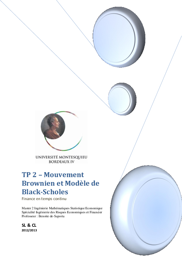 (PDF) TP 2 – Mouvement Brownien et Modèle de Black-Scholes Finance en ...