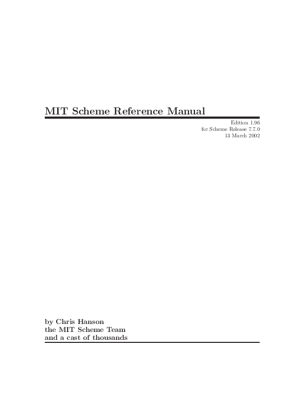 (PDF) MIT Scheme Reference Manual by Chris Hanson the MIT Scheme Team ...