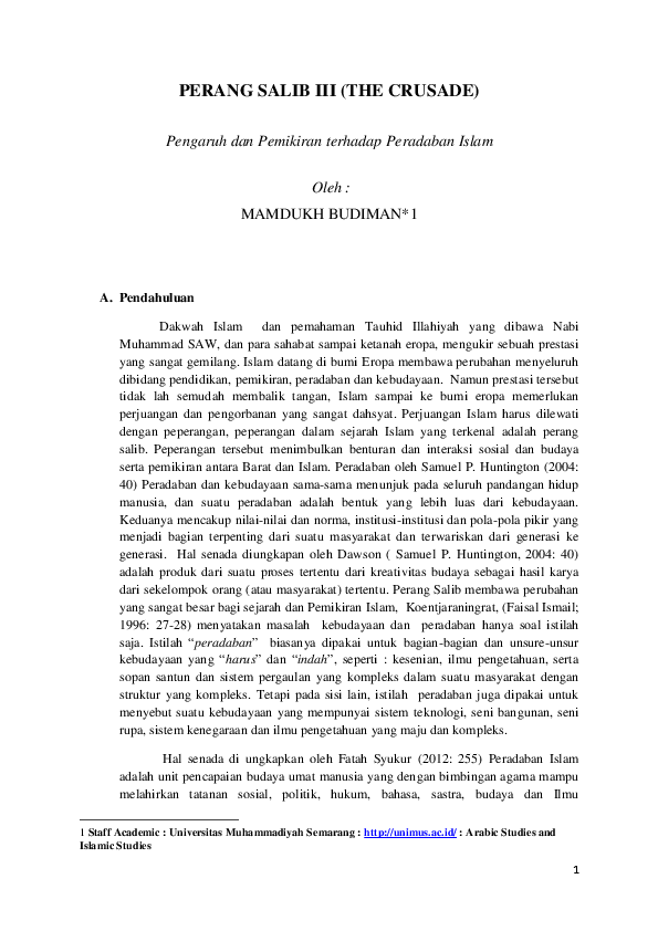 (PDF) PERANG SALIB III (THE CRUSADE) Pengaruh dan Pemikiran terhadap ...