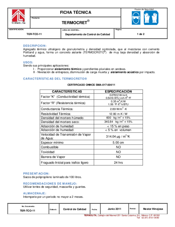 (PDF) FICHA TÉCNICA Control de Calidad
