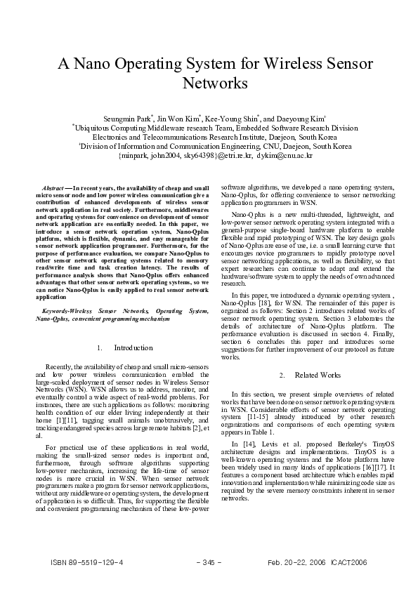 (PDF) A Nano Operating System for Wireless Sensor Networks