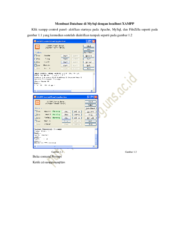 (PDF) Membuat Database di MySql dengan localhost XAMPP