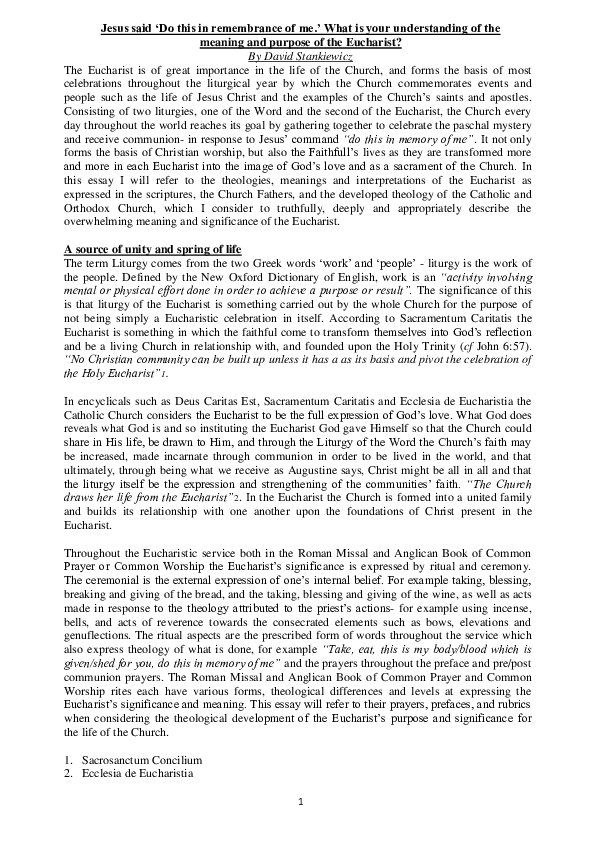 (DOC) Eucharist Assignment