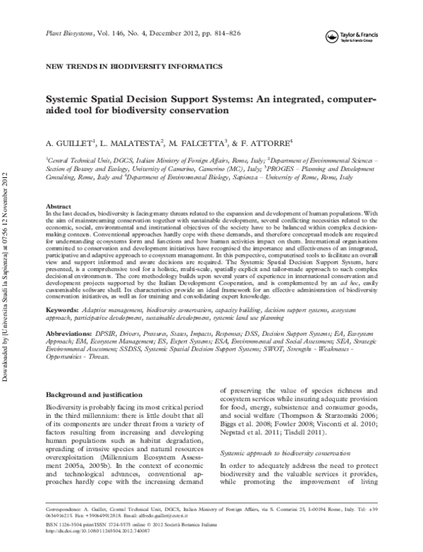 (PDF) Spatial Decision Support System for Biodiversity Conservation ...