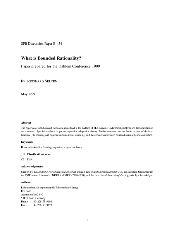 (PDF) What is Bounded Rationality