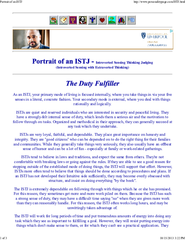 (PDF) Introverted Sensing Thinking Judging (Introverted Sensing with ...
