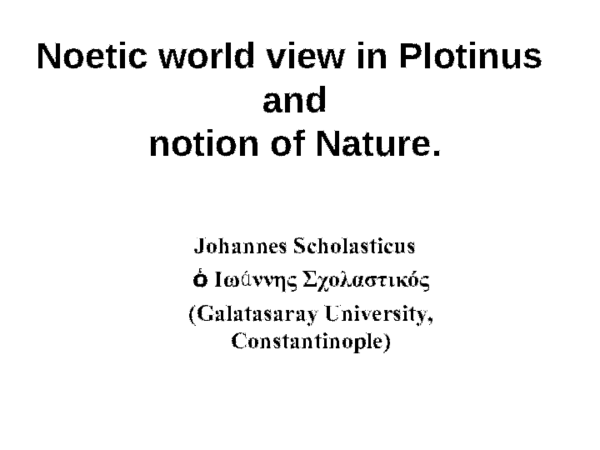 (PPT) Noetic world view in Plotinus and notion of nature
