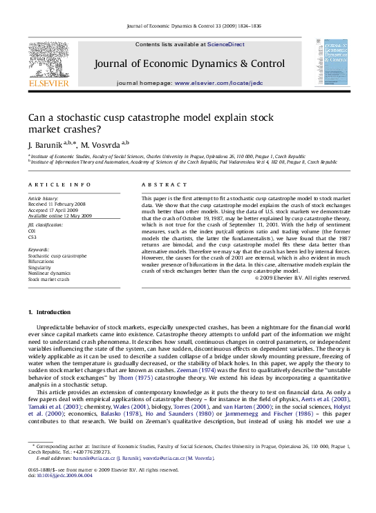 (PDF) Can a stochastic cusp catastrophe model explain stock market crashes