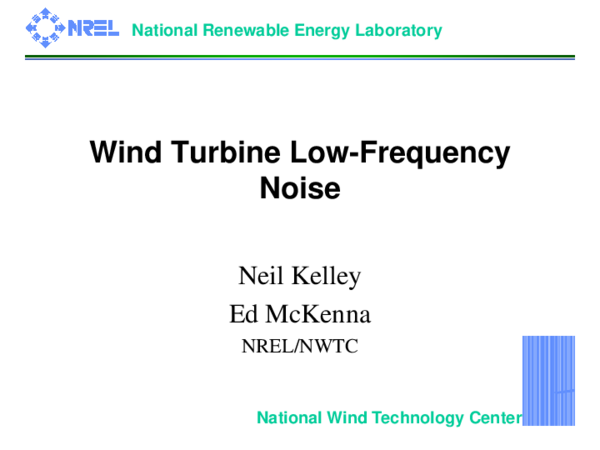 (PDF) Overview of NREL Wind Turbine Acoustics Research
