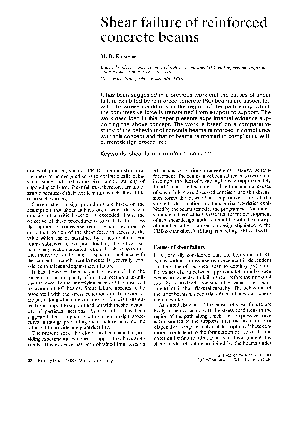 (PDF) Shear failure of reinforced concrete beams
