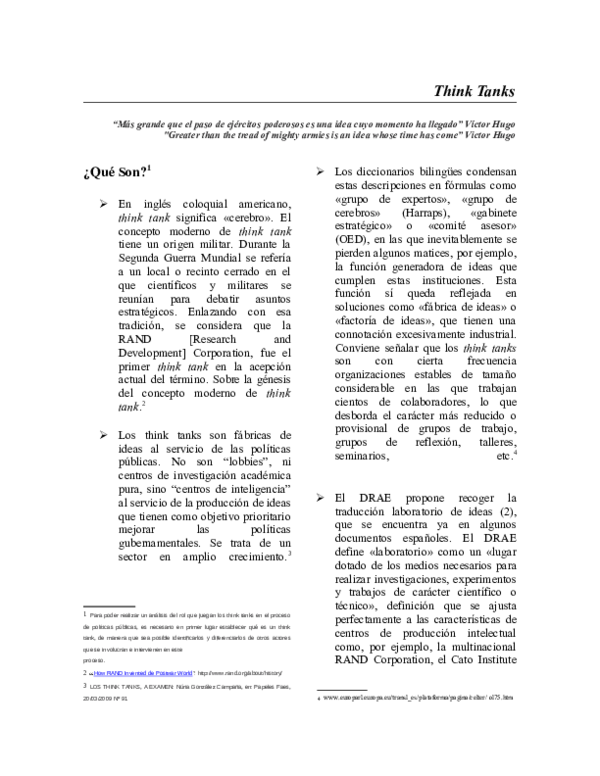 (DOC) Think Tanks
