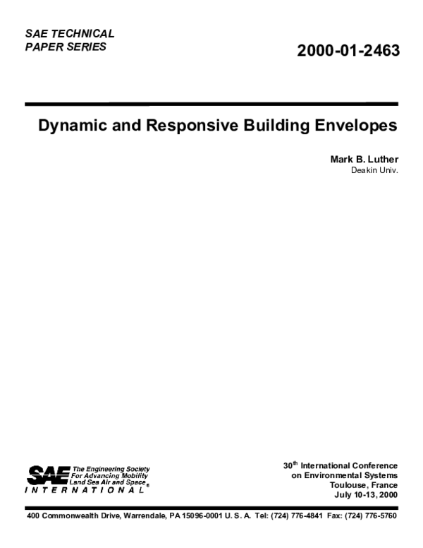 (PDF) Dynamic and Responsive Building Envelopes