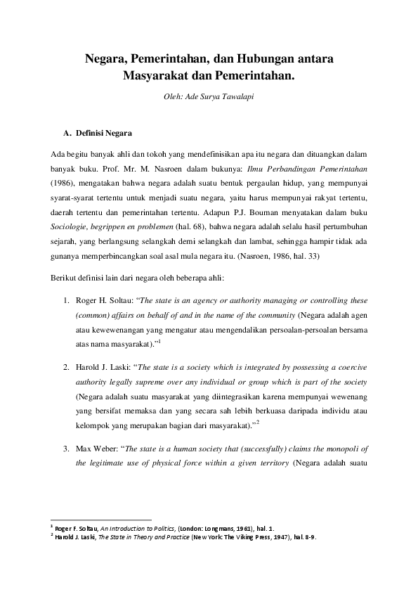 (PDF) Definisi Negara, Pemerintahan dan Masyarakat