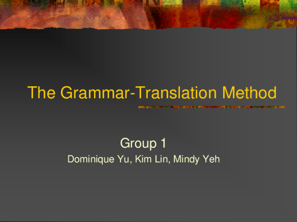 (PPT) The Grammar Translation Method