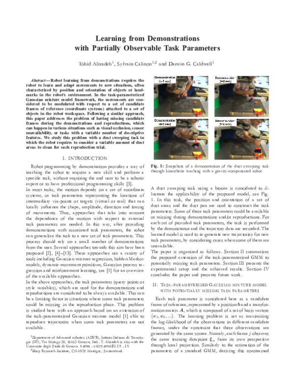 Learning From Demonstrations With Partially Observable Task Parameters