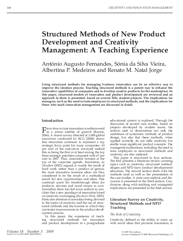 (PDF) Structured Methods of New Product Development and Creativity ...