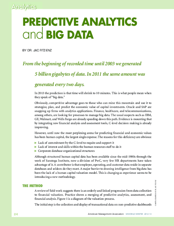 (PDF) Predictive analytics & Big data