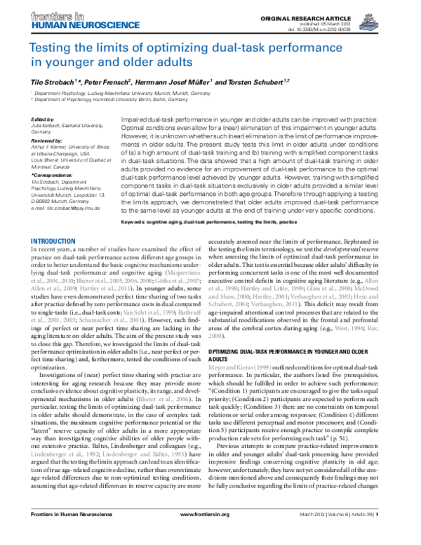 (PDF) Testing the limits of optimizing dual-task performance in younger ...