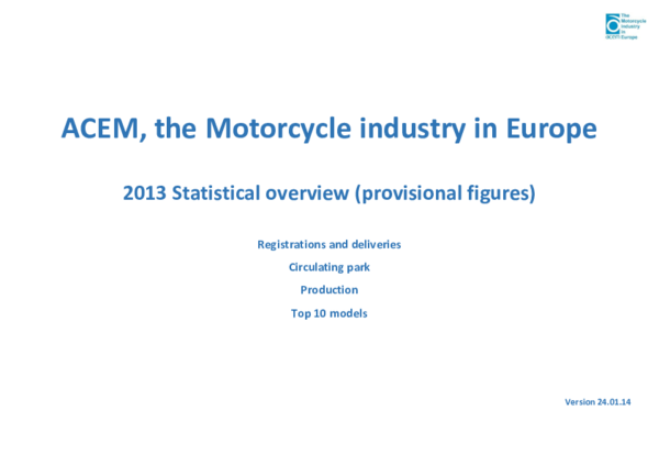 (PDF) ACEM, the Motorcycle industry in Europe 2013 Statistical overview ...