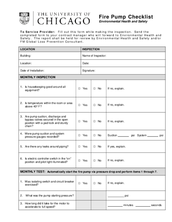 (PDF) Fire Pump Checklist Environmental Health and Safety