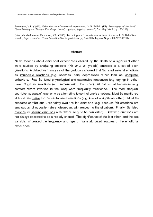 (PDF) Naive theories of emotional experiences