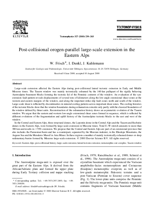 (PDF) Post-collisional orogen-parallel large-scale extension in the ...
