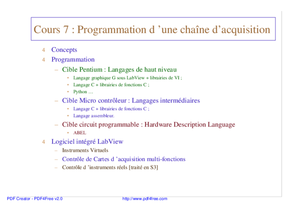 langage de programmation pdf