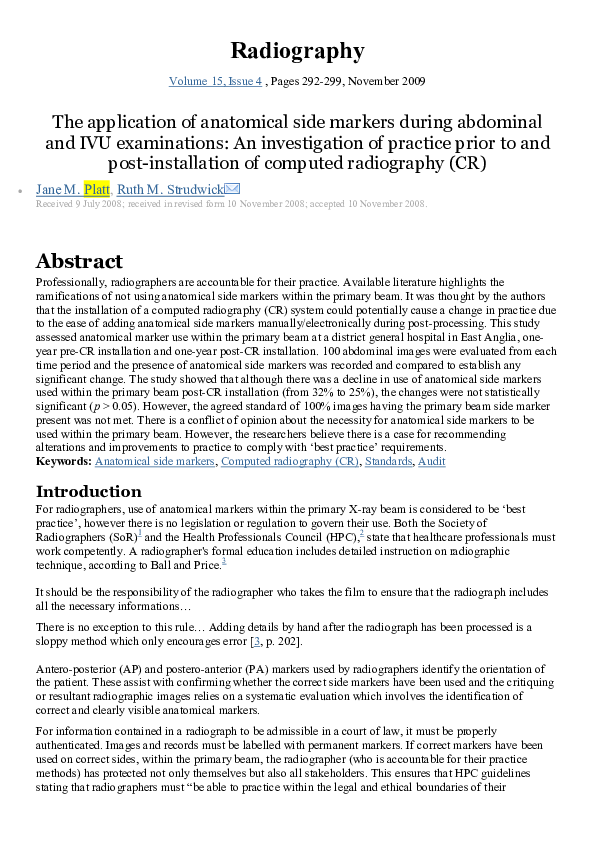 (DOC) The application of anatomical side markers during abdominal and ...