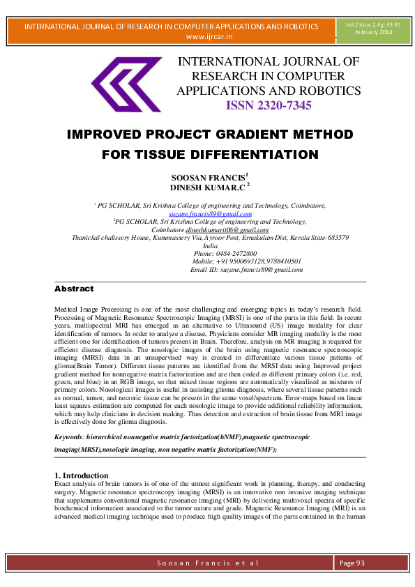 IMPROVED PROJECT GRADIENT METHOD FOR TISSUE DIFFERENTIATION.