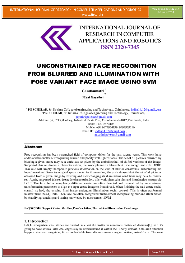 Unconstrained Face Recognition From Blurred And Illumination With Pose Variant Face Image Using Svm