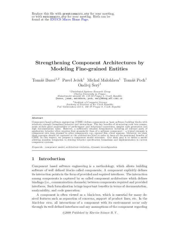 (PDF) Strengthening Component Architectures by Modeling Fine-grained Entities