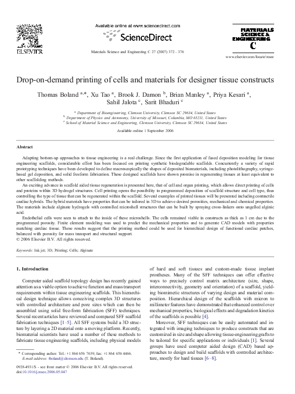 (PDF) Drop-on-demand printing of cells and materials for designer ...
