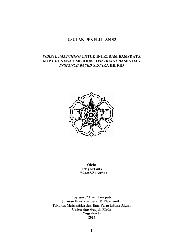 (PDF) Disertasi (Usulan)-MODEL SCHEMA MATCHING HIBRID PADA BASIS DATA HETEROGEN MENGGUNAKAN ...