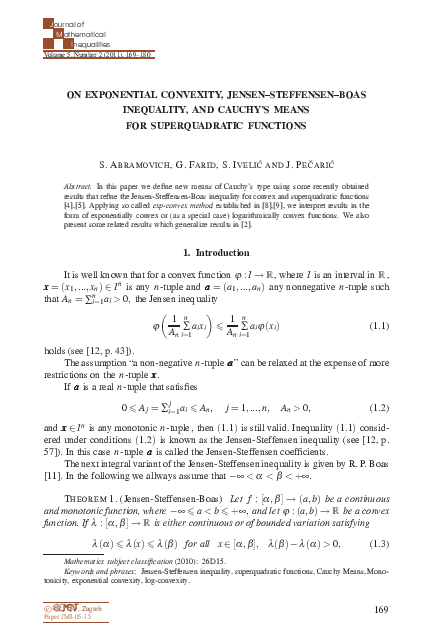 Pdf Exponential And Logarithmic Convexity From Cauchys Means