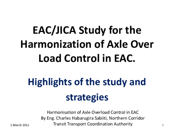 (PDF) EAC/JICA Study for the Harmonization of Axle Over Load Control in ...