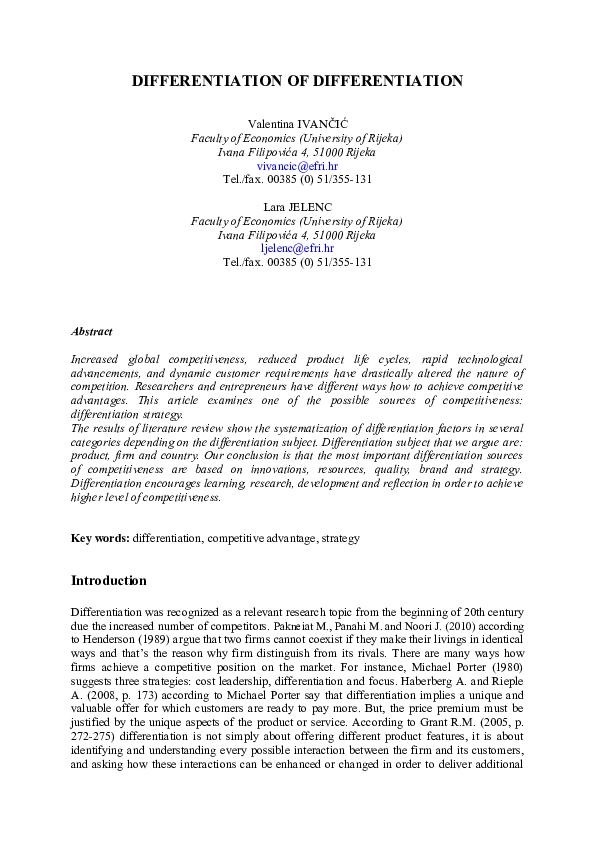 (DOC) Differentiation of differentiation | Valentina Ivančić - Academia.edu