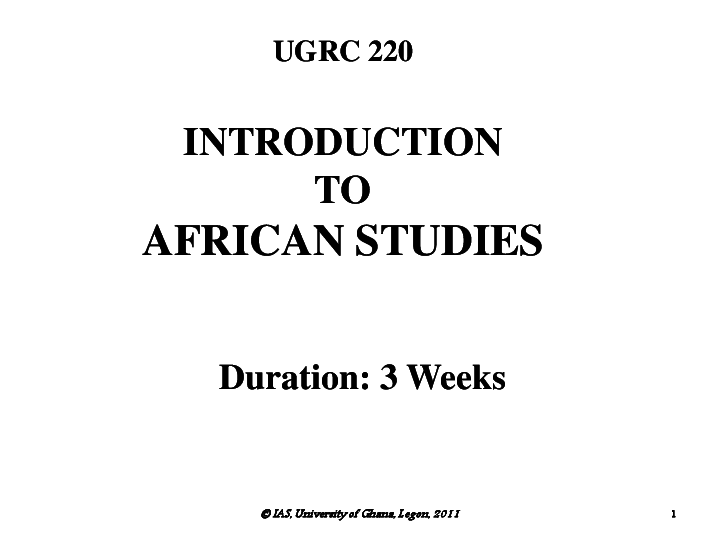 (PPT) AFRICAN STUDIES