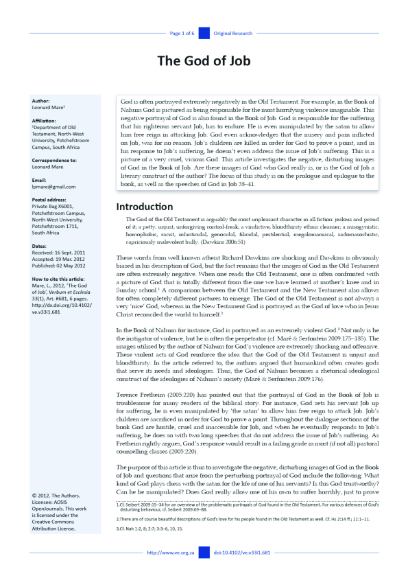 (PDF) The God of Job