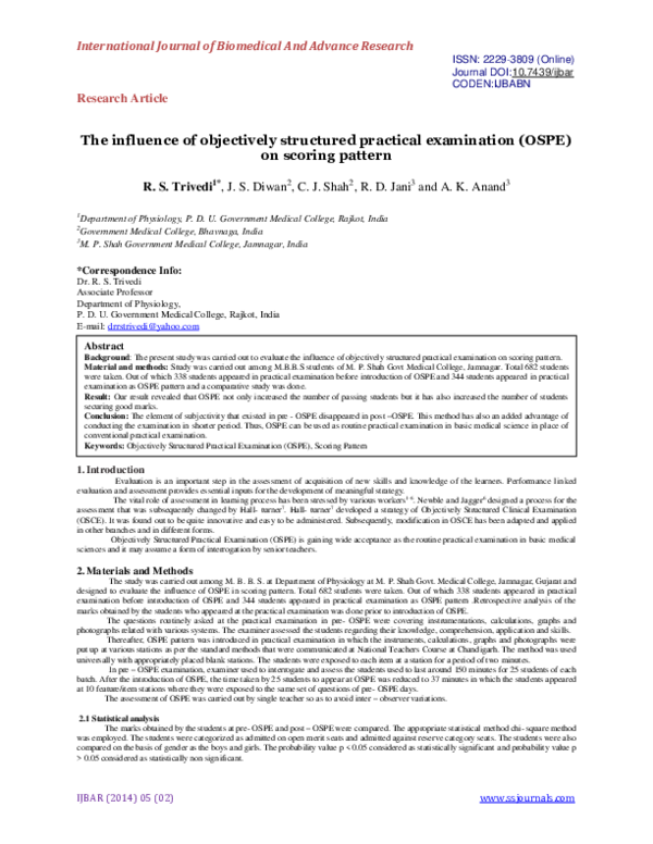 (PDF) The influence of objectively structured practical examination ...