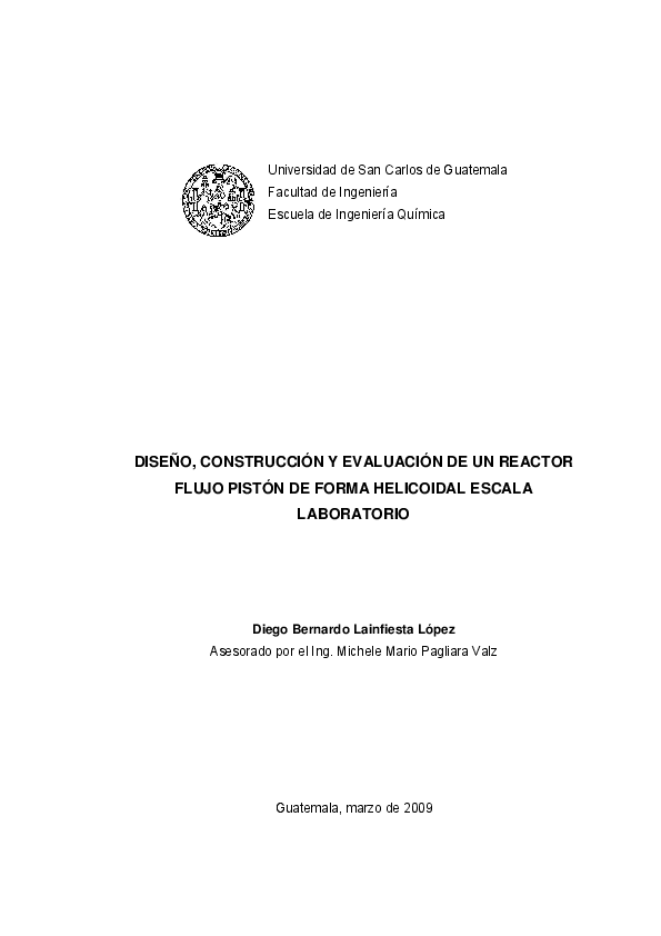 (PDF) DISEÑO, CONSTRUCCIÓN Y EVALUACIÓN DE UN REACTOR FLUJO PISTÓN DE ...
