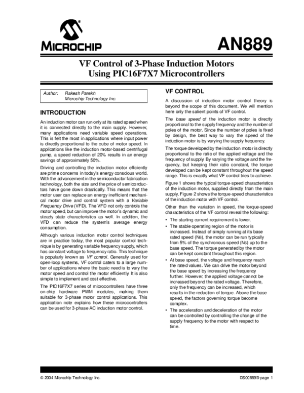 Pdf Vf Control Of 3 Phase Induction Motors Using Pic16f7x7 Microcontrollers Kahan